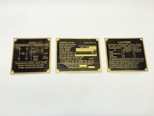 Data plates | Desmet Jeepparts