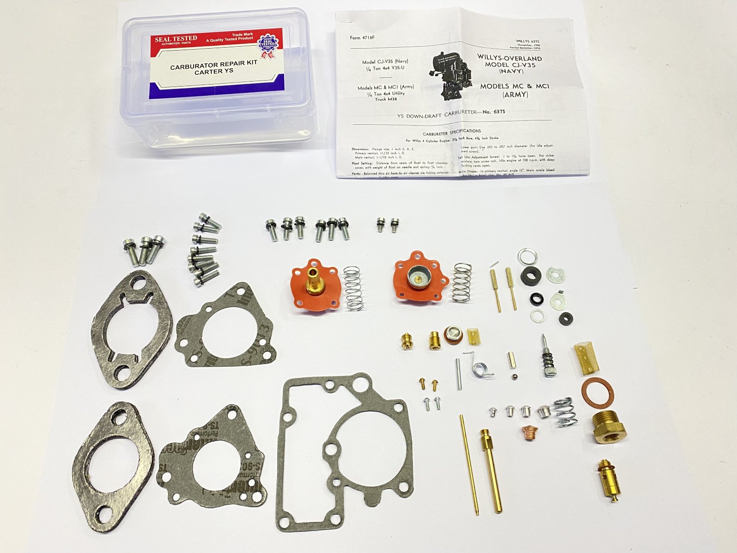 KIT CARBURATOR repair Carter YS | Desmet Jeepparts